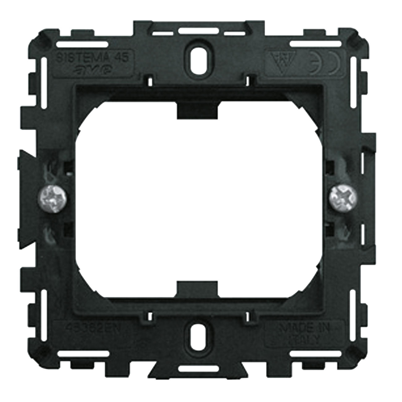 45362EX - 1-2 gang frame with clips for squared or 60mm round boxes